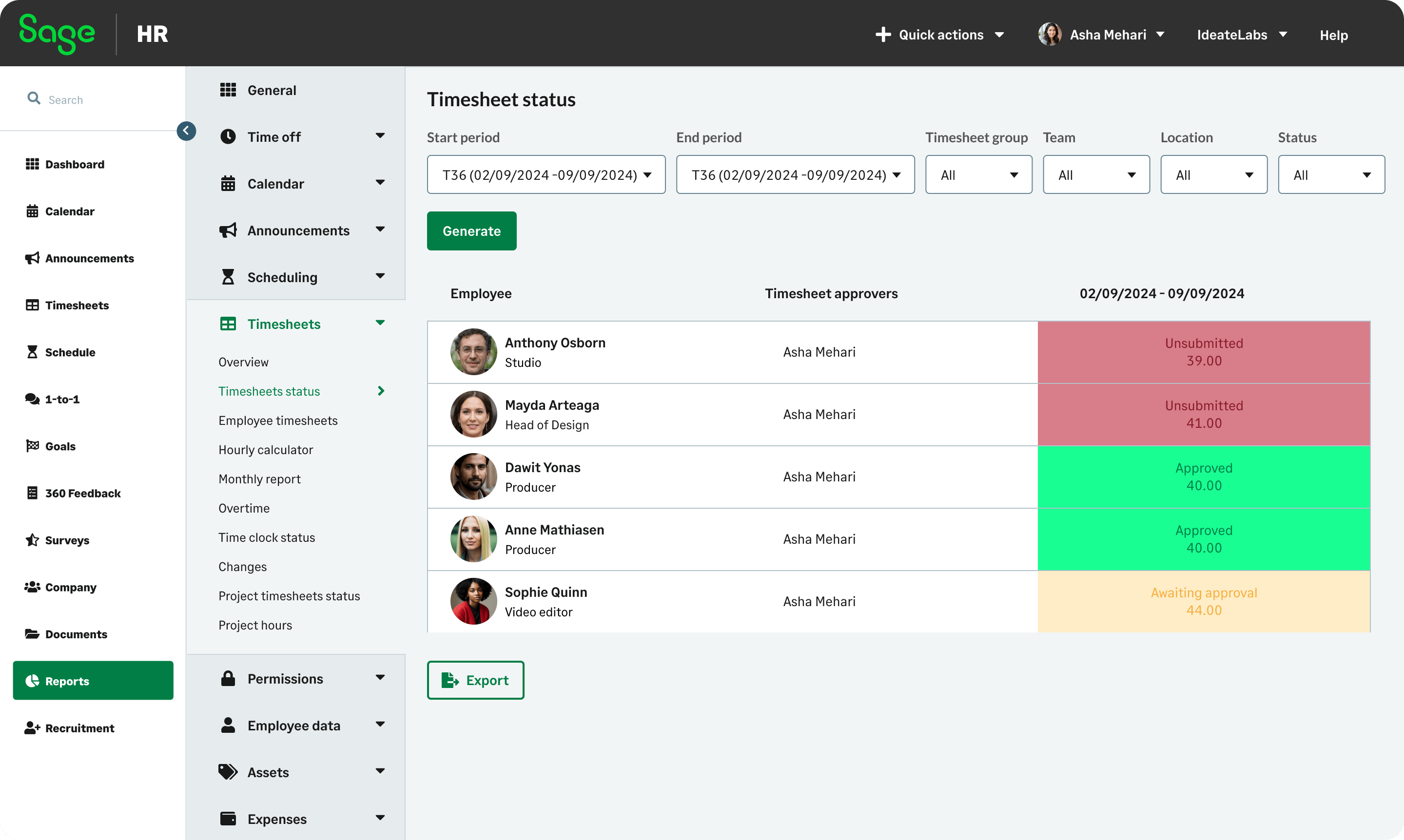 Employee Timesheet Software | Sage HR | Sage UK